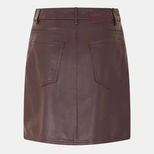 Max Mara Solid Color Leather Midi Skirt