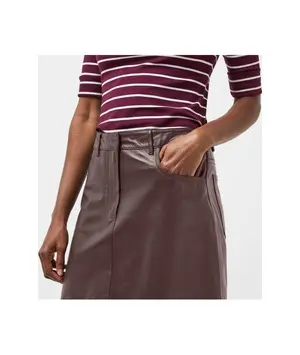 Max Mara Solid Color Leather Midi Skirt