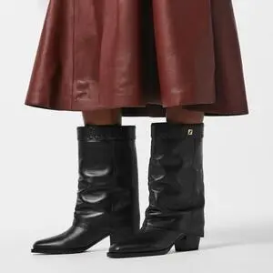 Fendi Minimalist Black Design Ankle Boots - Red