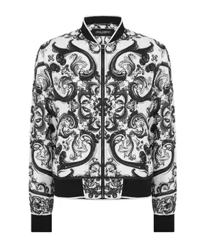 Dolce & Gabbana Baroque Print Bomber Jacket