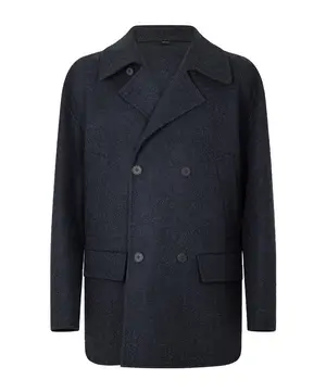 Fendi Double-breasted Wool Blend Peacoat - Black