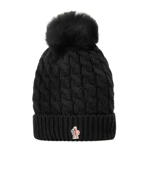 Moncler Bobl Knit Hat With Pom-pom - Black