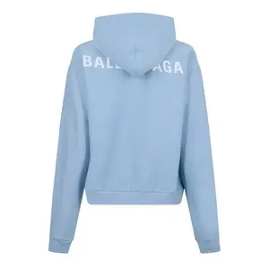 Balenciaga Full-zip Hoodie With Logo Detail - Blue