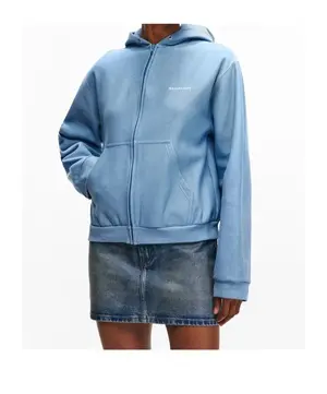 Balenciaga Full-zip Hoodie With Logo Detail - Blue