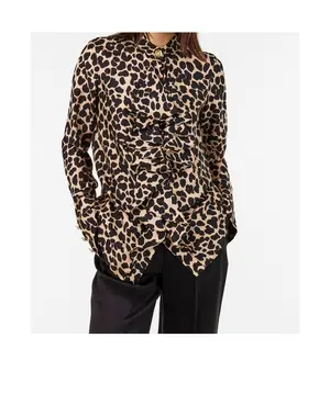 Balmain Long-sleeve Ruffled Leopard Print Shirt