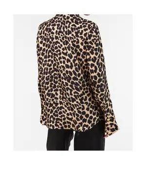 Balmain Long-sleeve Ruffled Leopard Print Shirt