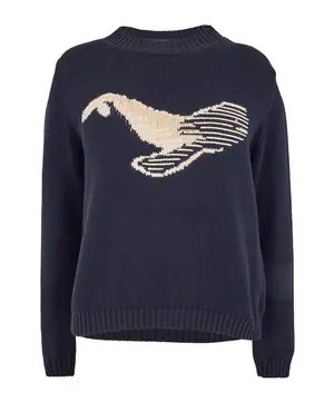Max Mara Navy Knitted Sweater With Whale Motif - Navy Blue
