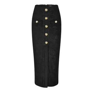 Balmain Fitted Midi Skirt With Button Detail