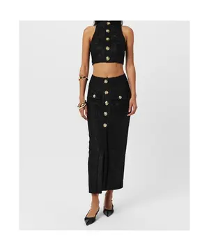 Balmain Fitted Midi Skirt With Button Detail