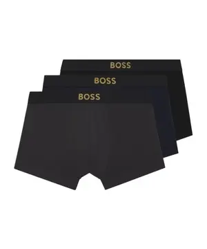 Hugo Boss Gold Logo 3 Pack Trunks - Black