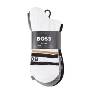 Hugo Boss Ribbed Stripe Crew Socks 3 Pack - White