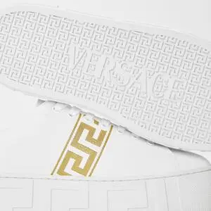 Versace Leather Platform Sneakers With Gold Greek Key Detail