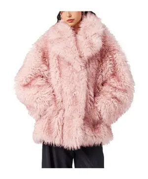 GANNI Faux Fur Midi Coat
