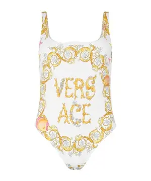 Versace Scoop Neck Swimsuit, Scoop Neck Design - White