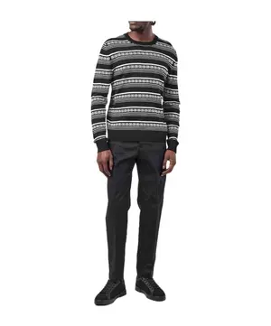 Dolce & Gabbana Long-sleeve Crew Neck Knit Sweater With Horizontal Stripes