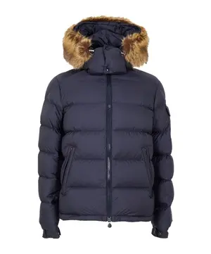 Moncler Quilted Down Jacket With Fur Hood