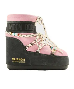 Moon Boot Color-blocked Suede Boots - Black