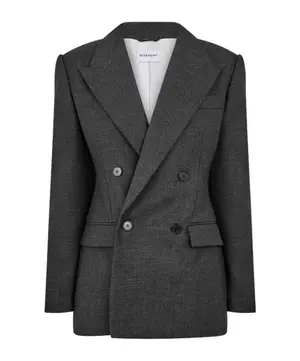 Givenchy Double Breasted Wool Long Sleeve Blazer - Black