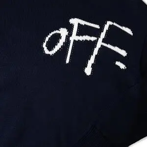 Off-White Long-sleeve Crew Neck Knit Sweater With Graphic Detailing