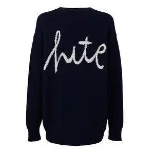 Off-White Long-sleeve Crew Neck Knit Sweater With Graphic Detailing