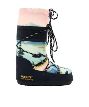 Moon Boot Printed Lace-up Ankle Boots - Black