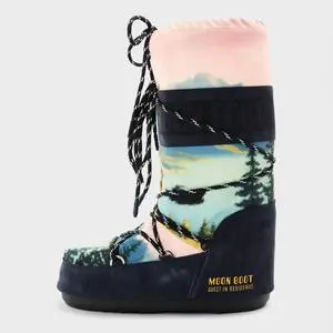 Moon Boot Printed Lace-up Ankle Boots - Black