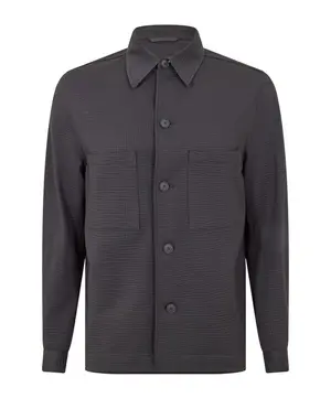 Hugo Boss Dark Grey Waffle-textured Overshirt