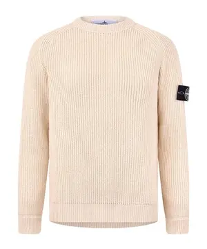 Stone Island Crew Neck Knit Sweater With Logo Badge