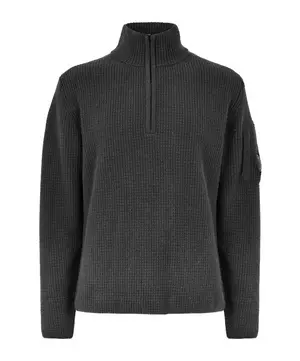 C.P. COMPANY High-neck Long-sleeve Knit Sweater - Black