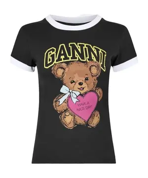 GANNI Ringer Baby Tees Black
