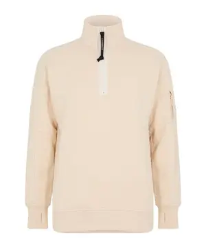 C.P. COMPANY Lens Quarter-zip Fleece Top - Nude