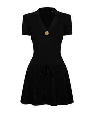 Balmain Short-sleeved Knit Dress - Black