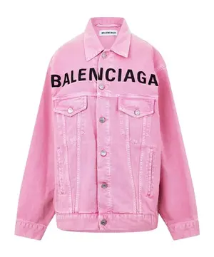 Balenciaga Printed Logo Cotton Long Sleeve Denim Jacket