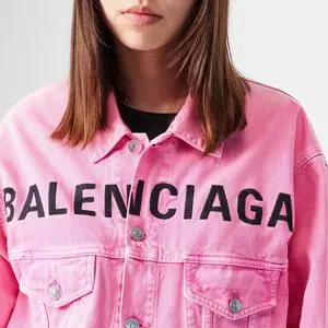 Balenciaga Printed Logo Cotton Long Sleeve Denim Jacket