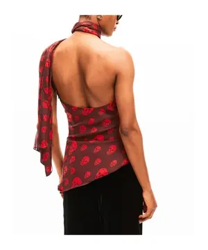 Alexander McQueen Skull Print Asymmetrical Cami Vest