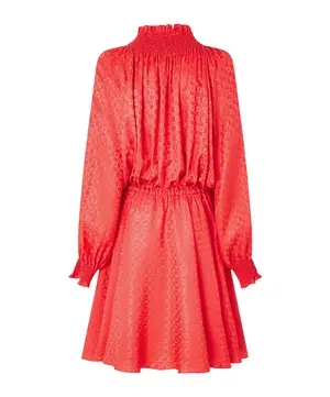 Fendi A-line Mini Dress With High Neck And Balloon Cuffs - Red
