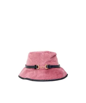 Gucci Corduroy Bucket Hat With Leather Trim - Pink