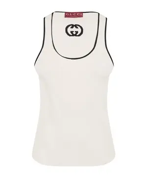 Gucci Off- Ribbed Racerback Tank Top - White