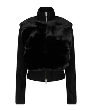 Moose Knuckles Fur Trimmed Zip Up Sweater