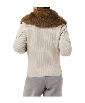 Moose Knuckles Corina Zipped Cardigan With Fur Collar