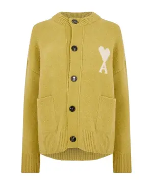 AMI Paris Relaxed Fit Round Neck Knit Cardigan