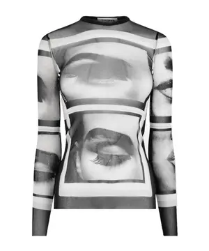JEAN PAUL GAULTIER Printed Mesh Long Sleeve Top