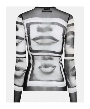 JEAN PAUL GAULTIER Printed Mesh Long Sleeve Top