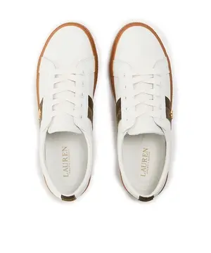 Ralph Lauren Lace-up Low-top Sneakers With Gold-tone Branding