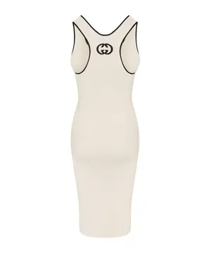 Gucci Logo Embroidered Racerback Midi Dress
