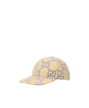 Gucci Straw Baseball Cap With Monogram - Nude