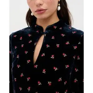 Rixo Calla Mini Dress With High Neck And Long Sleeves