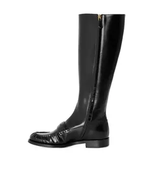 Prada Leather Knee-high Loafer Boots