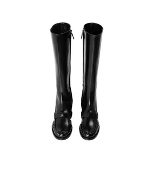Prada Leather Knee-high Loafer Boots