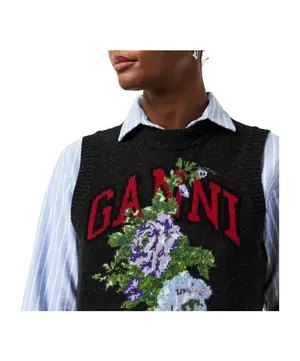 GANNI Floral Graphic Knit Vest